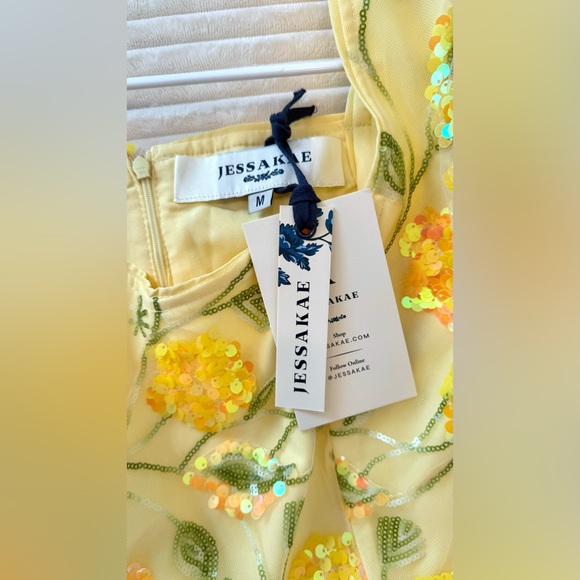 JessaKae | Dresses | Nwt Jessakae Bramble Dress Yellow Sequin Flowers ...